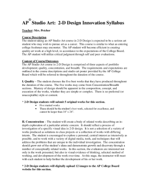 Fillable Online AP Studio Art: Drawing, 2-D, and 3-D Fax Email Print ...