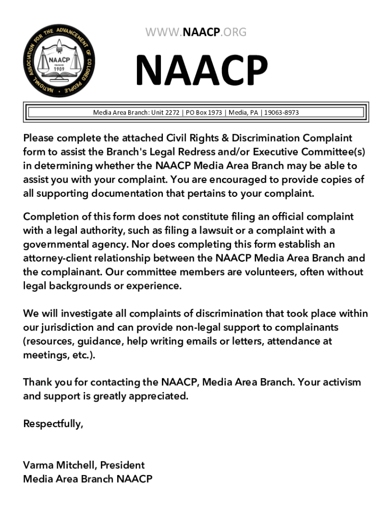 Fillable Online Media-Area-NAACP-Complaint-Form. ... Fax Email Print ...