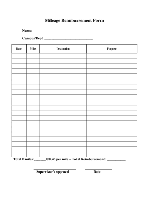Fillable Online Mileage Reimbursement Form - U-M Work Connections Fax Email Print - pdfFiller