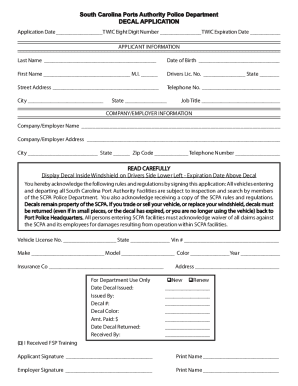 Fillable Online SCPA Identification BadgeDecal Application Fax Email ...