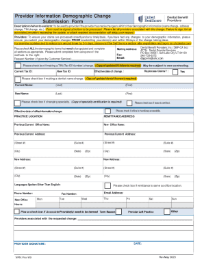 Fillable Online Provider Information Demographic Change Submission Form ...