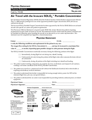 Fillable Online Airline Oxygen Physician's Statement Form for Flying ...