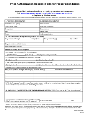 Fillable Online Prior Authorization Request Form for Prescription Drugs ...