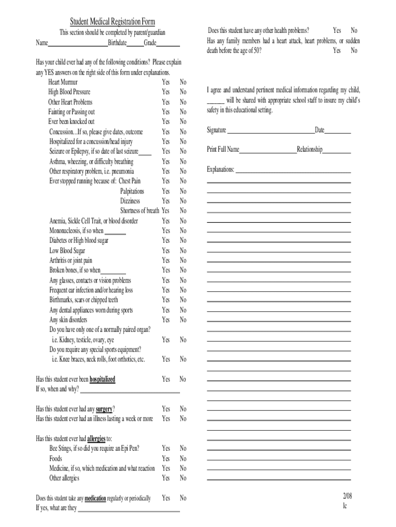 Fillable Online Student Med. Reg. Form-columns.doc Fax Email Print - pdfFiller