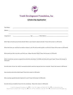 Fillable Online YDF Scholarship Application Fax Email Print - pdfFiller