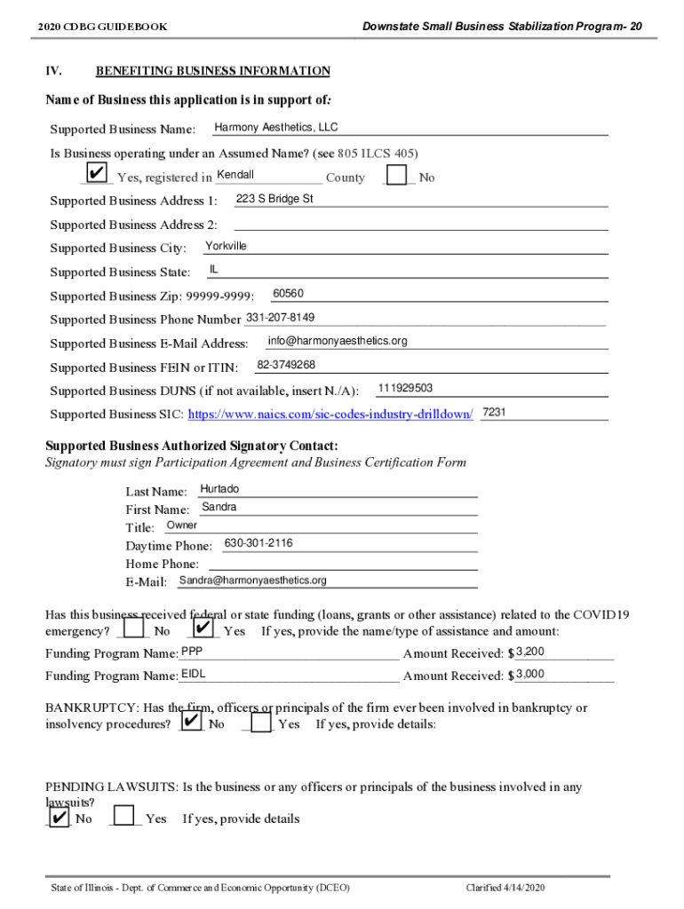 Fillable Online Downstate Small Business Stabilization Program- 15 Fax ...