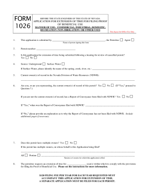Fillable Online water nv FORM 1026 - NDWR - State of Nevada Fax Email ...