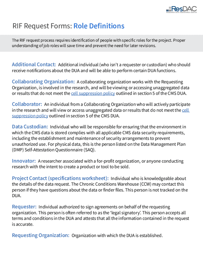 Fillable Online RIF Request Forms: Role Definitions Fax Email Print ...