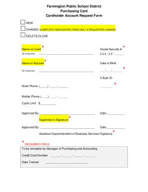 Fillable Online Cardholder Account Request Form Fax Email Print - pdfFiller