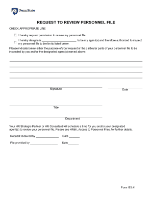 Fillable Online Personnel File Review Request Form Fax Email Print ...