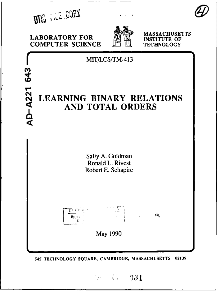 Fillable Online Learning Binary Relations And Total Ordersfingerprint Fax Email Print Pdffiller