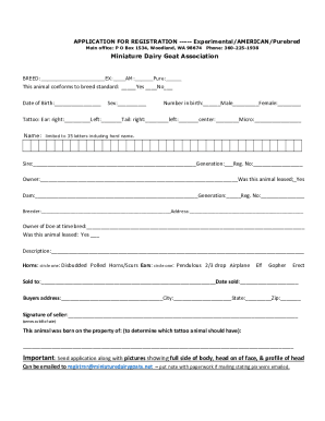 Fillable Online APPLICATION FOR REGISTRATION ----- Experimental ...