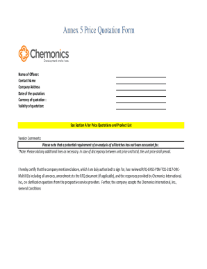 Fillable Online Validity of quotation: Fax Email Print - pdfFiller