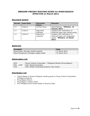 Fillable Online INBOUND FREIGHT ROUTING GUIDE For MOOG BAGUIO ... Fax ...