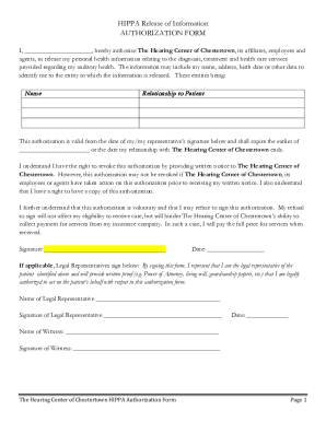 Fillable Online HIPPA Release of Information AUTHORIZATION FORM Fax ...