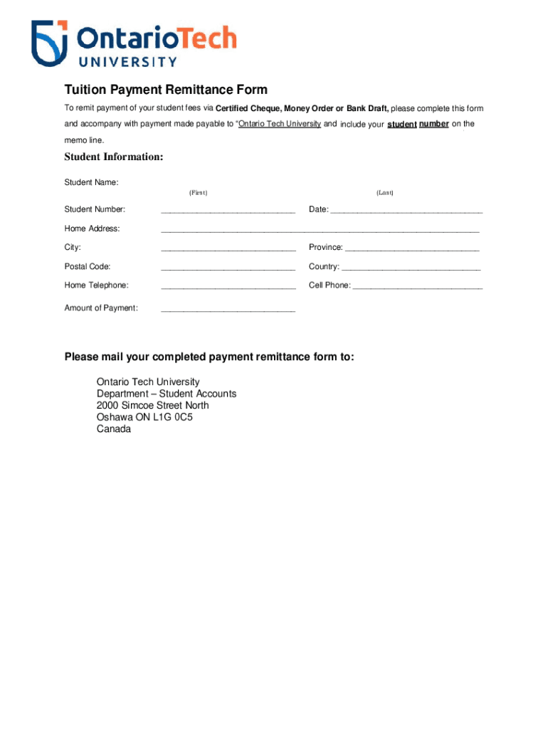 Fillable Online Tuition Payment Remittance Form Fax Email Print - pdfFiller