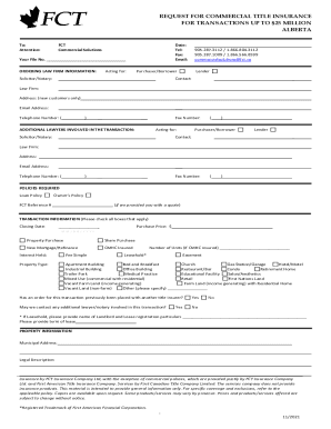 Fillable Online REQUEST FOR COMMERCIAL TITLE INSURANCE FOR TRANSACTIONS ...
