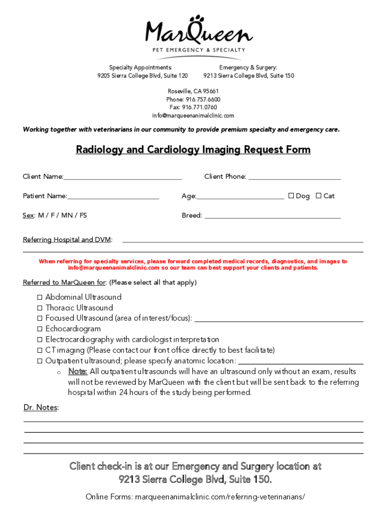 Fillable Online Radiology and Cardiology Imaging Request Form Fax Email ...