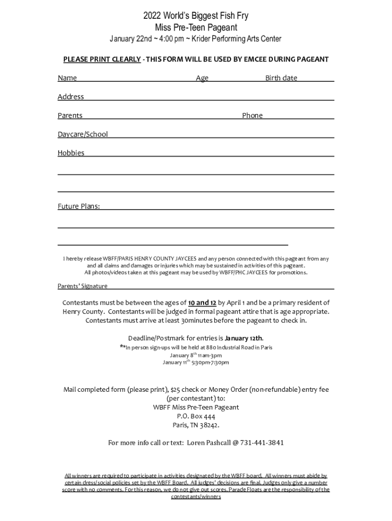 Fillable Online PAGEANTS - CHRISTMAS on the RIVER - DEC 3, 2O22 Fax ...