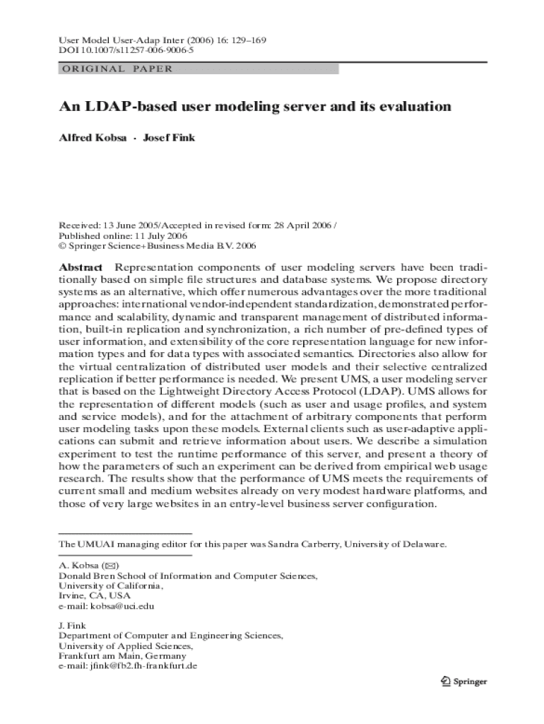 Fillable Online An Ldap Based User Modeling Server And Its Evaluation