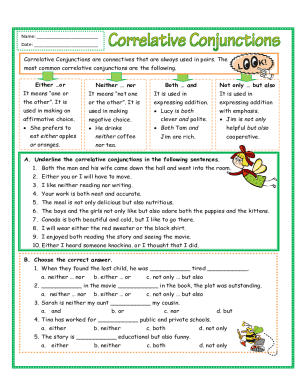 Fillable Online Correlative conjunctions: neither/nor, either/or, both ...