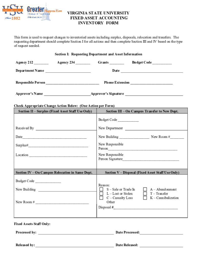 Fillable Online inventory update form for fixed asset accounting Fax Email Print - pdfFiller
