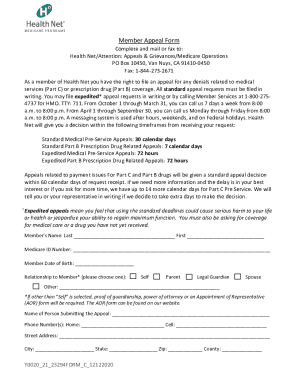 Fillable Online Member appeal process and forms Fax Email Print - pdfFiller