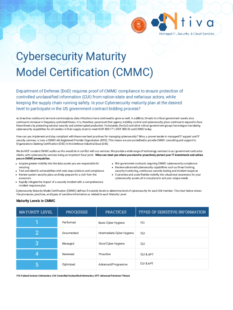 Fillable Online CMMC Model - DoD CIO - Department of Defense Fax Email Print - pdfFiller