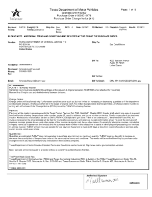 Fillable Online ftp txdmv Purchase Order # 0000010176 Fax Email Print ...