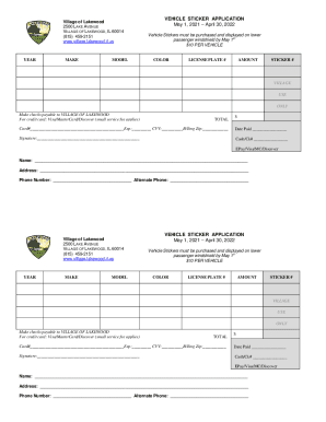 Fillable Online Vehicle Sticker Application - Village of Lakewood, IL ...