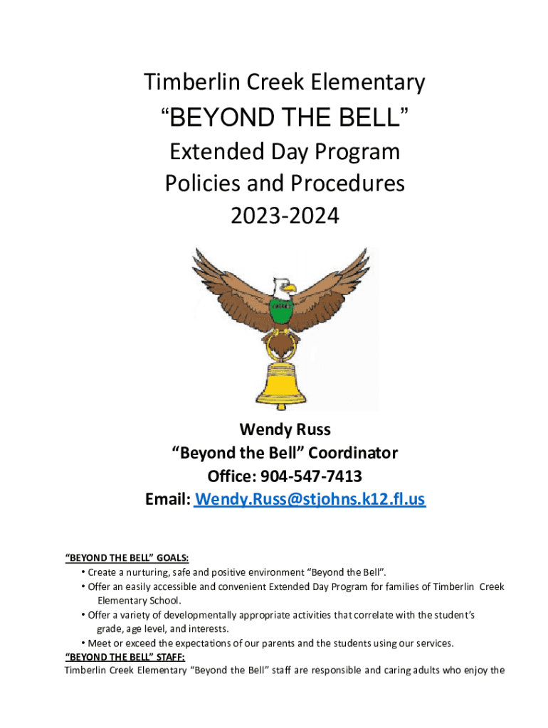 Fillable Online Beyond the Bell Policies and Procedures 2022-2023 Fax ...
