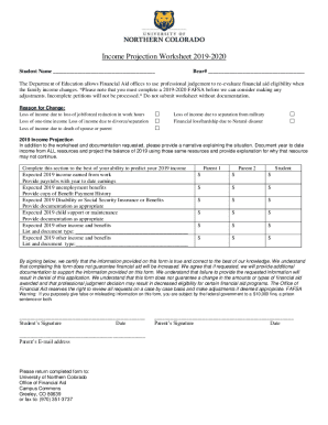 Fillable Online Income Projection Worksheet 2019-2020 Fax Email Print ...