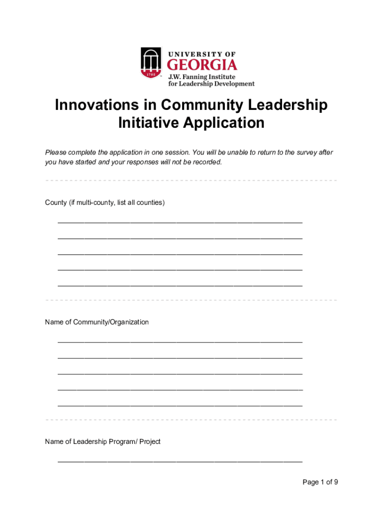 Fillable Online Innovations in Community Leadership Initiative ...