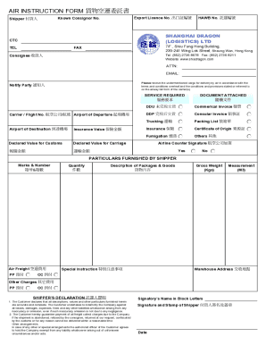 Fillable Online AIR INSTRUCTION FORM Fax Email Print - pdfFiller