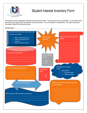 Fillable Online Student Interest Inventory Form Fax Email Print - pdfFiller