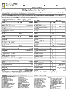 Fillable Online 2015-16 Degree Map-Bachelor of Arts in History- Page 1 ...