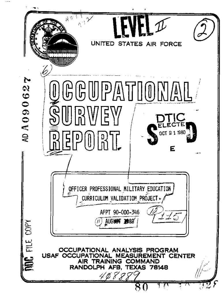 Fillable Online Occupational Survey Report. Officer Professional ...