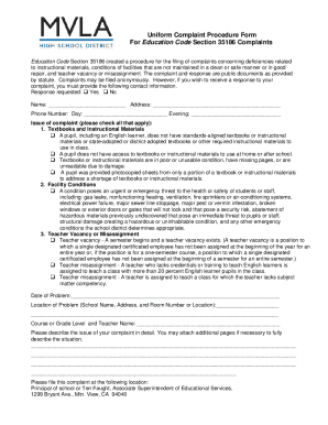 Fillable Online williams uniform complaint form Fax Email Print - pdfFiller