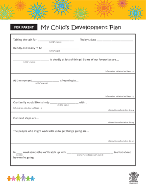 Fillable Online My Child's Development Plan - Talking the Talk. Talking ...