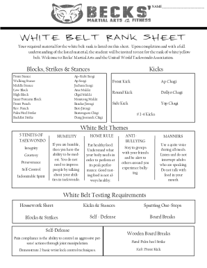 Fillable Online WHITE BELT RANK SHEET Fax Email Print - pdfFiller