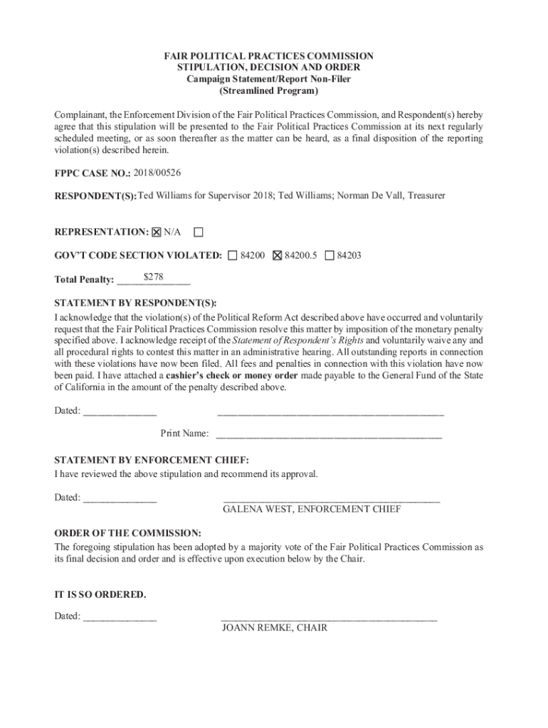 Fillable Online fppc ca Fair Political Practices Commission (FPPC) Form ...