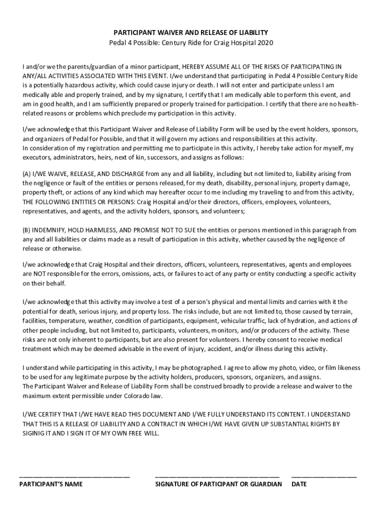 Fillable Online (Ride Waiver) Release of Liability and Assumption of ...