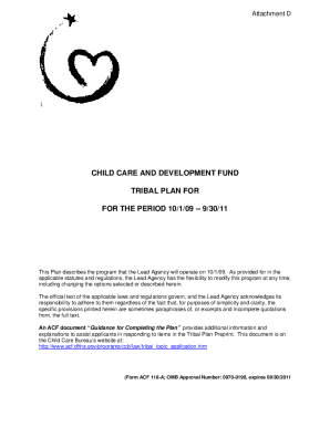 Fillable Online Child Care And Development Fund,Tribal Plan for the ...