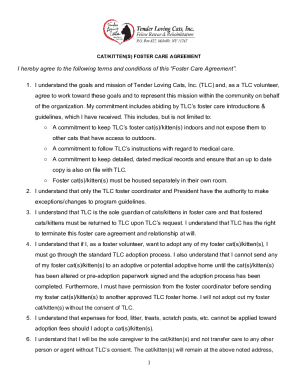 Fillable Online foster care agreement Fax Email Print - pdfFiller