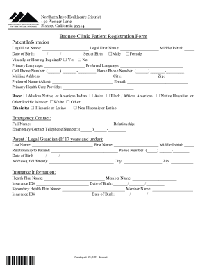 Fillable Online Bronco Clinic Patient Registration Form Fax Email Print ...