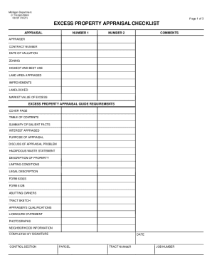 Fillable Online MDOT Form 0612F (03/94) - "EXCESS PROPERTY APPRAISAL ...