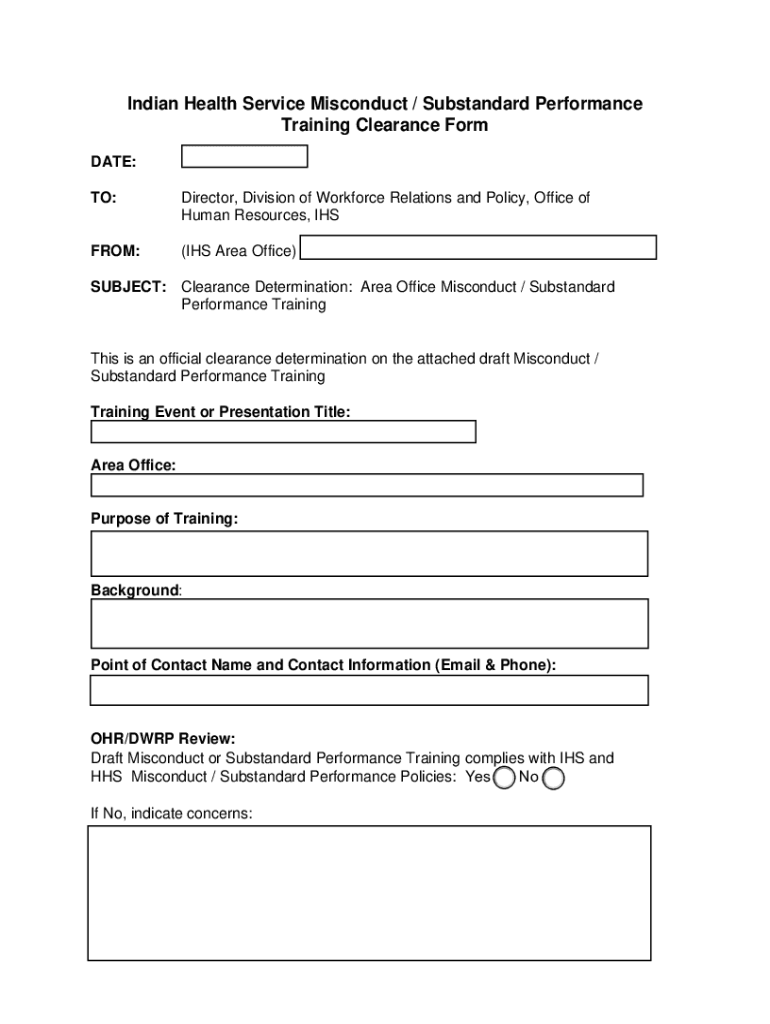 Fillable Online Indian Health Service Misconduct / Substandard ...