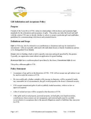 Fillable Online Gift Solicitation and Acceptance Policy Purpose Fax ...