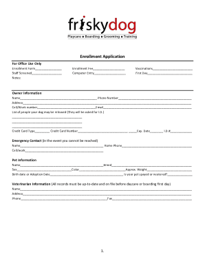 Fillable Online 10+ Daycare Application Form Templates - PDF, DOC ...