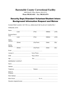 Fillable Online Inmate/Visitor InformationBarnstable County Sheriff's ...